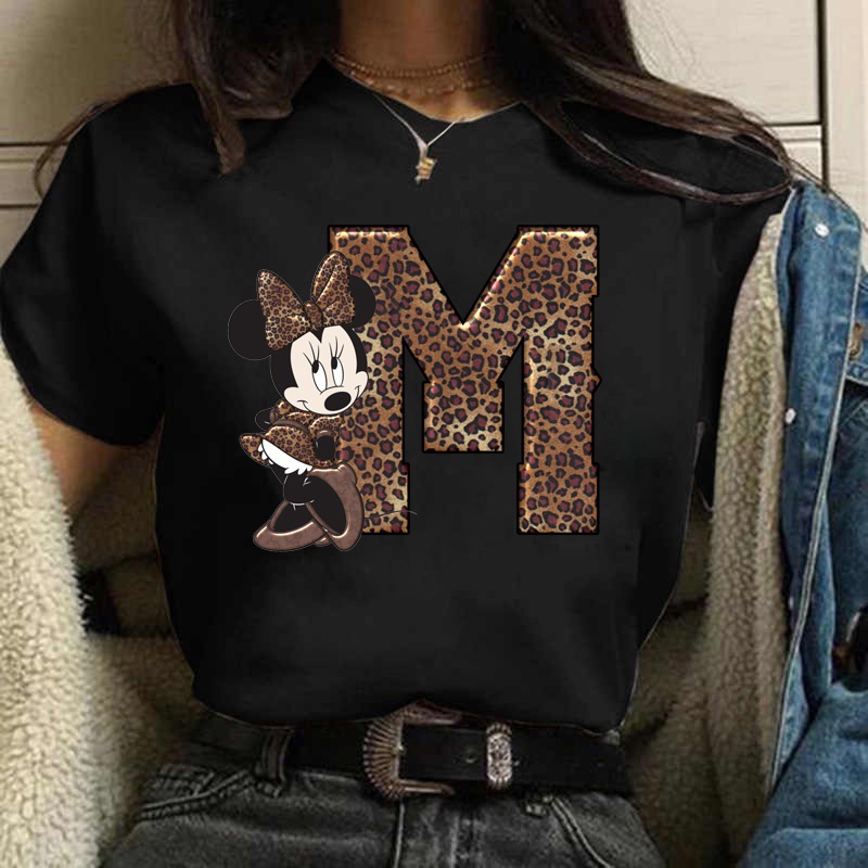 เสื้อยืด Mickey Mouse พิมพ์ชื่อและตัวอักษร ABCDEFG ทำจากผ้าฝ้าย ...