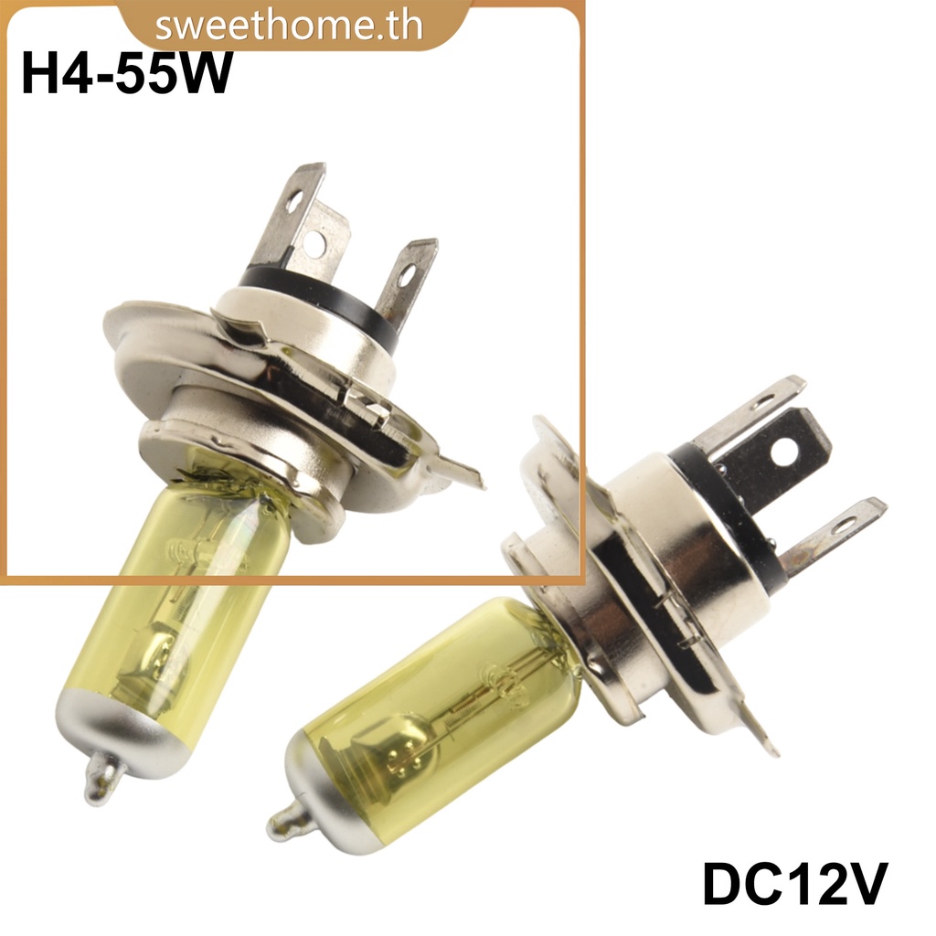 [SWHOME-TH] 2x H4 55W 5000K รถซีนอนแก๊สฮาโลเจนไฟหน้าไฟหน้าหลอดไฟสีเหลือง[MARCH] | Shopee Thailand