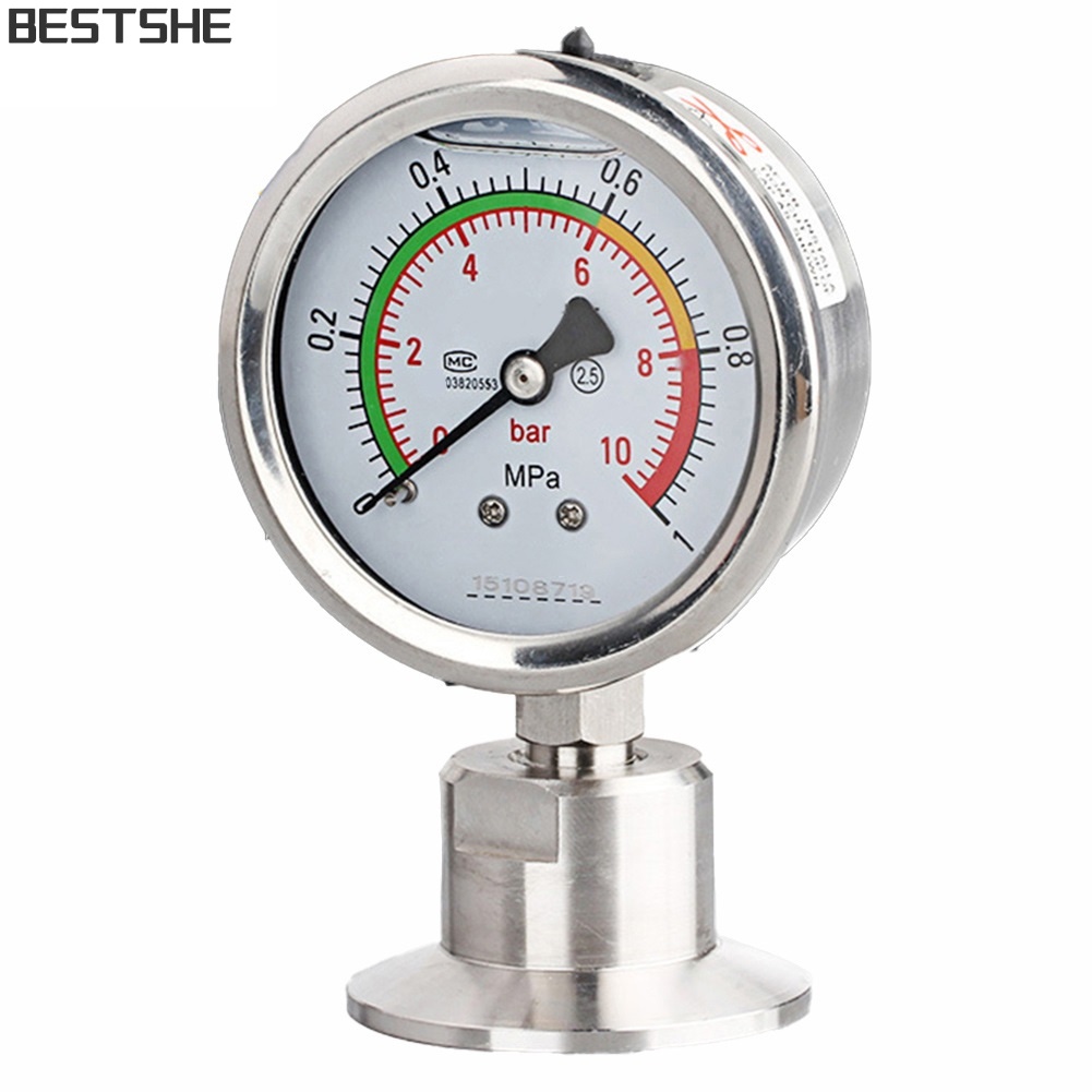 [bestshe] Manometer 1.5"(50.5 มม.)OD Tri Clamp Membrane Pressure Gauge-SS304 ไดอะแฟรมเกจ ...