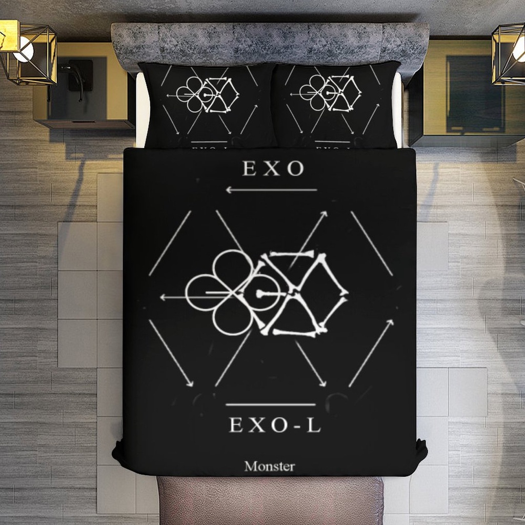 Exo 78*53in ชุดเครื่องนอน 3 ชิ้น (1 ปลอกผ้านวม + หมอน 2 ใบ Shams)200*135 ซม. | Shopee Thailand