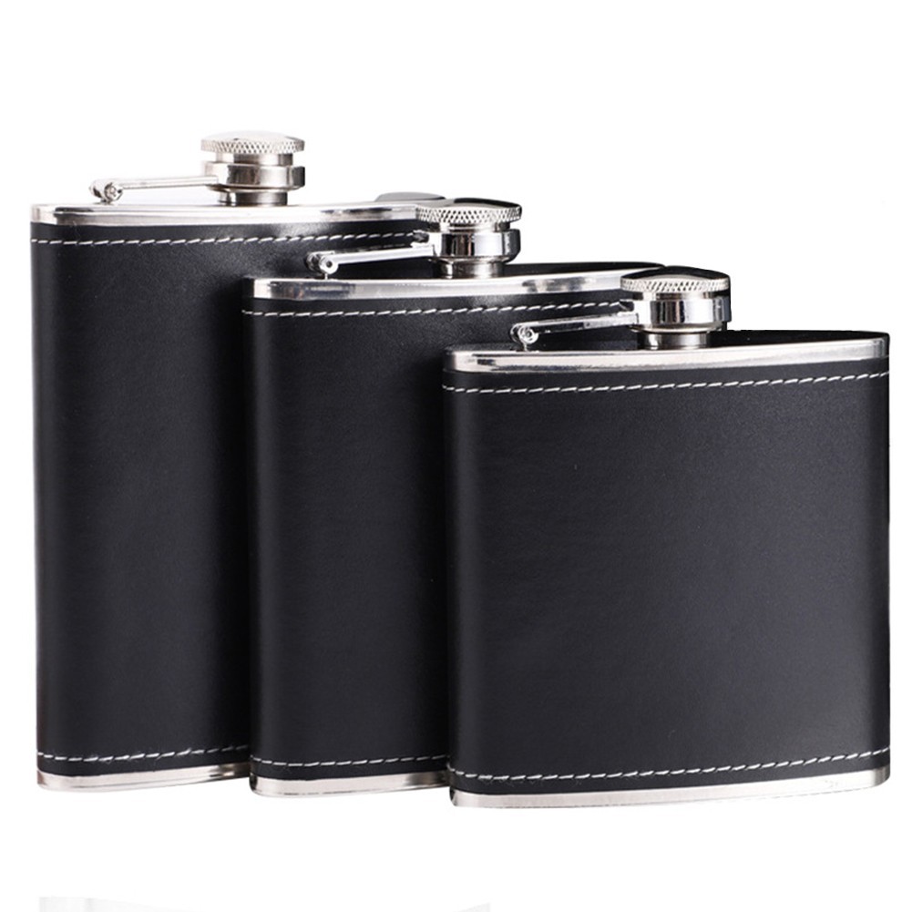 SWTDRM Hot6 7 8 9Oz Hip Flask สแตนเลสสตีลวิสกี้ขวดไวน์หนังสีดํา | Shopee Thailand