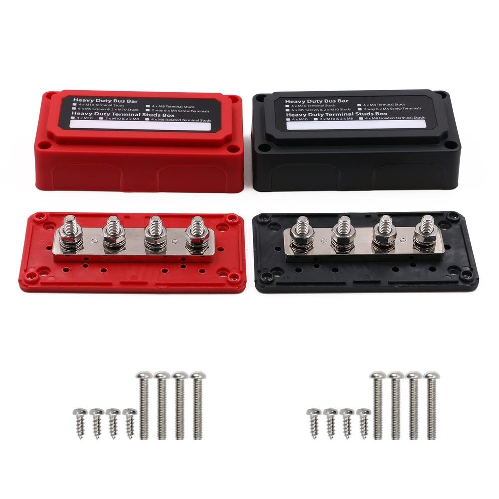 [SWHOME] 300A Heavy Duty 4x M8 Stud Terminal Busbar Distribution Block, แบตเตอรี่ทางทะเล ...