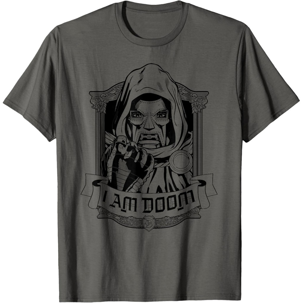 เสื้อยืดผ้าฝ้ายผู้ชาย Marvel Super Villains Doctor Doom Portrait I Am ...