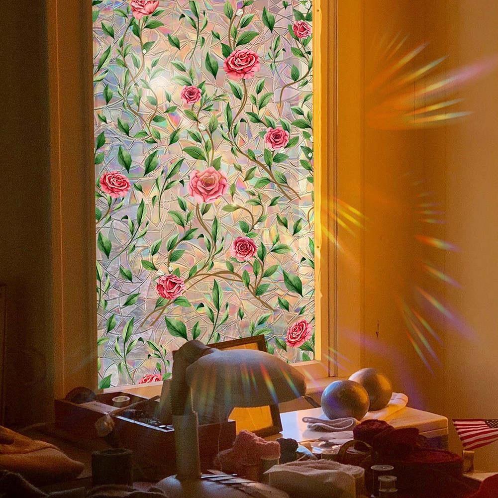 [BETL]ฟิล์มหน้าต่าง Rose Floral Window Privacy Film Double Sided Glass ...