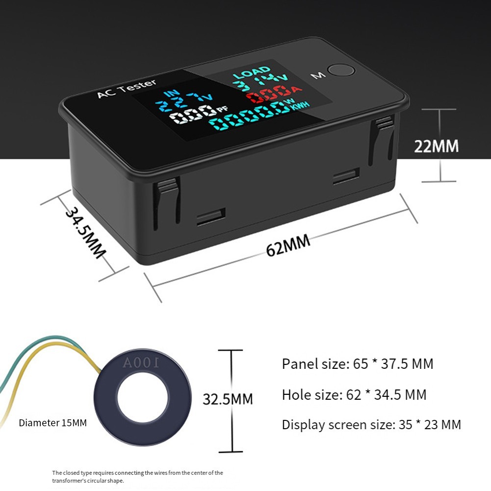 [CU] AC Dual Voltage Display Tester 0-500V 0-100A Voltage Regulator ...