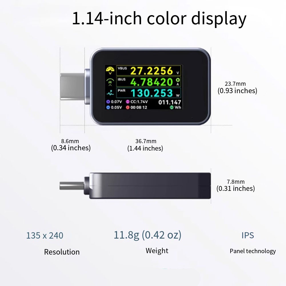 C240 Digital Power Meter Tester, รองรับ 240W PD3.1 QC5.0 USB C โทรศัพท์ ...