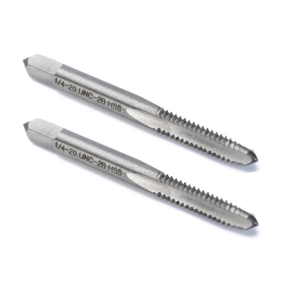 [GJ] 2 ชิ้น 1/4-20 UNC-2B ขวามือก๊อก HSS ตรงขลุ่ยเกลียวเจาะสกรูแตะ ...