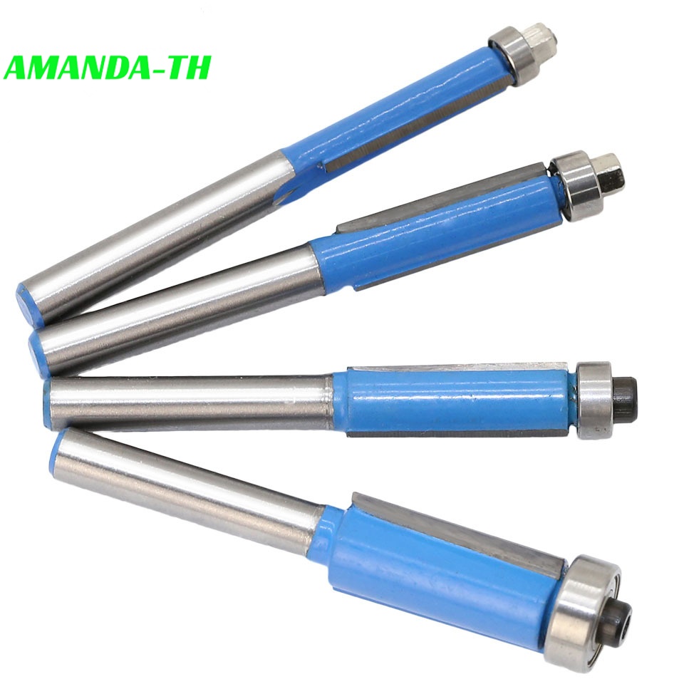 (AMANDA) 4 ชิ้น Straight Flush Trim Router Bit Set TCT Trimmer ตัด ...