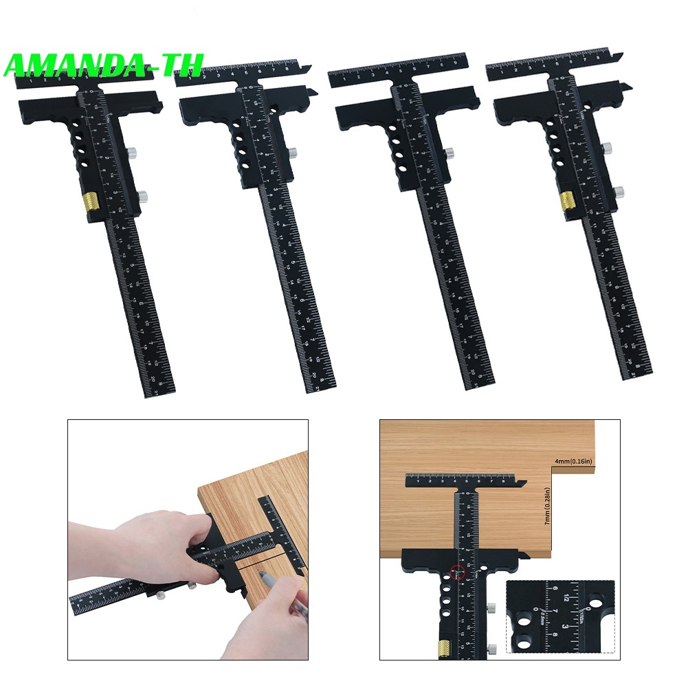 (AMANDA) งานไม้ Sciber Gauge อลูมิเนียม T-Square Scribing วัดไม้บรรทัดเครื่องมือ (APRIL ...