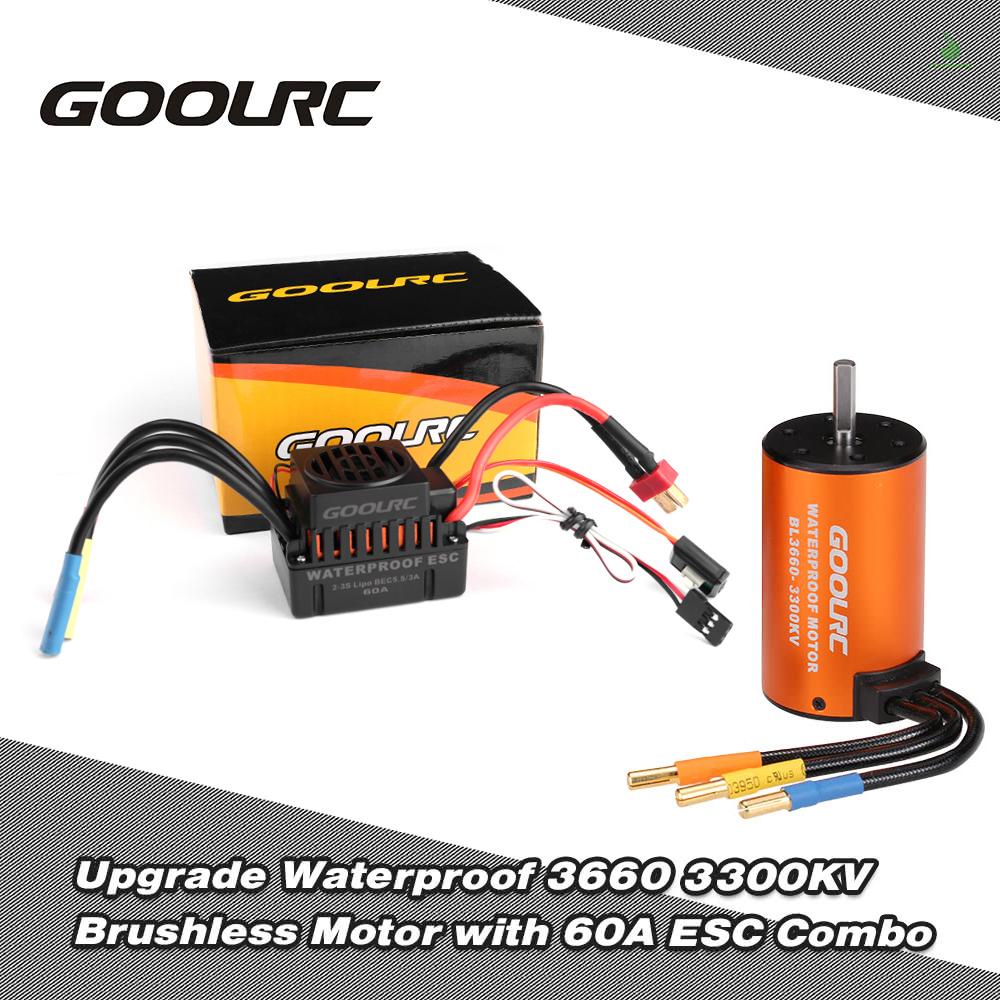 (HOT TOY) GoolRC อัพเกรดกันน้ํา 3660 3300KV มอเตอร์ไร้แปรงพร้อม 60A ESC Combo ชุดสําหรับ 1/10 RC ...