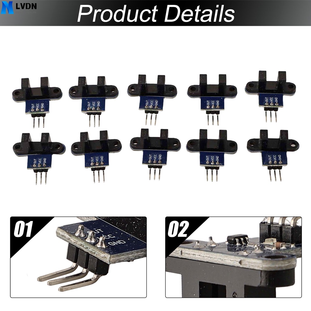10 ชิ้นสําหรับ IR เซ็นเซอร์อินฟราเรด Slotted Optical Optocoupler ...