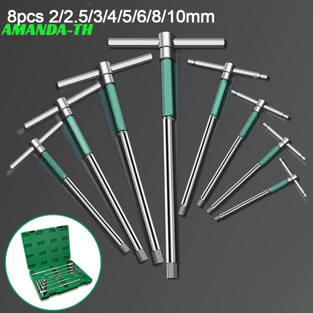 (AMANDA) 8 ชิ้น T-Shaped Spanner ชุดความเร็วสูงหมุนหกเหลี่ยมเลื่อน Rod ...