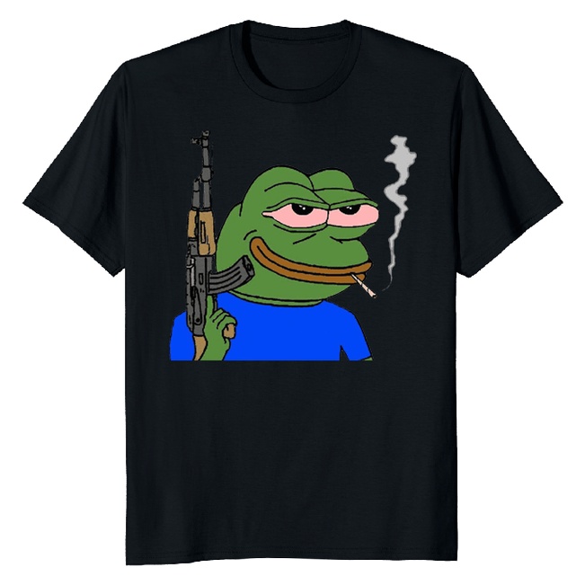 Pepe Frog Smoking Holding Gun เสื้อยืดแปลกใหม่ตลก | Shopee Thailand