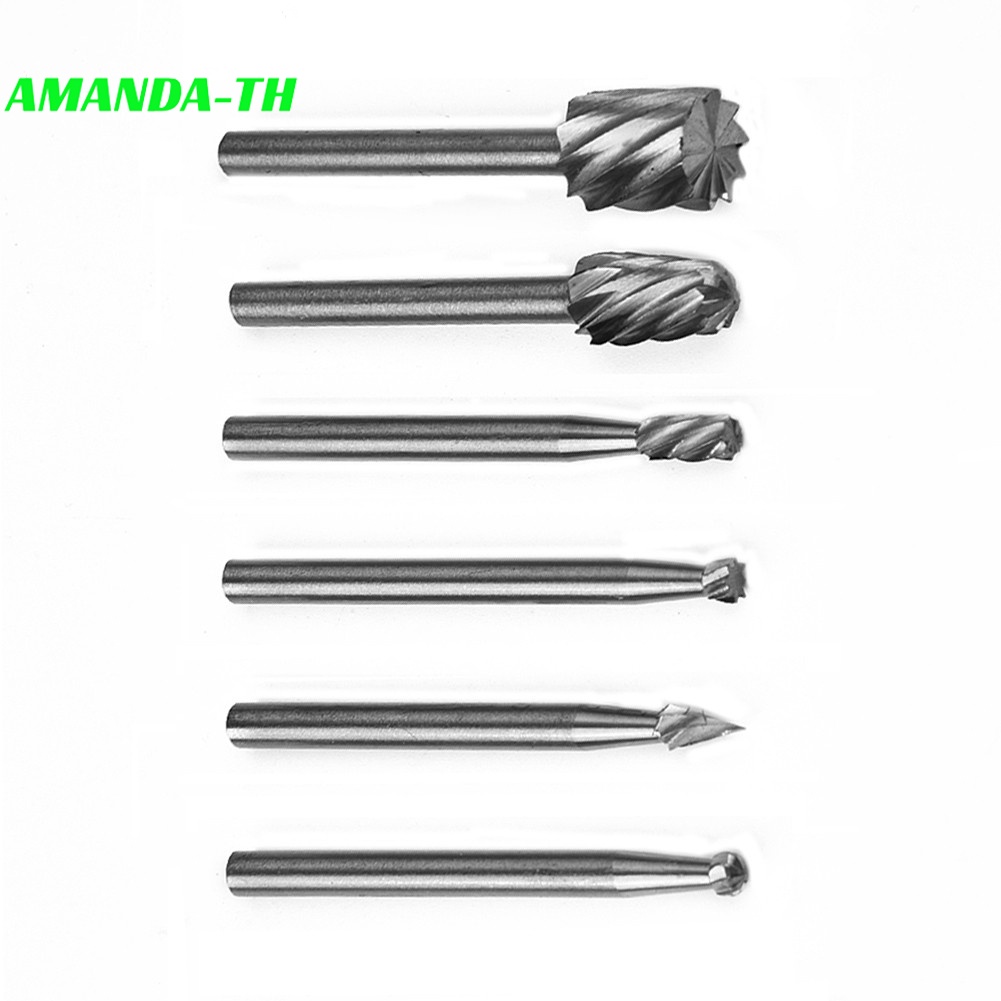 (AMANDA) 6 ชิ้น/เซ็ต HSS Router Drill Bits Kit Rotary Burrs เครื่องมือ ...