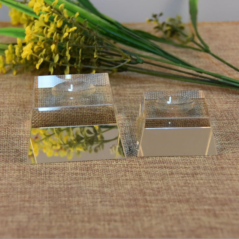 BETLClear Glass Ball Square Dimple Blocks Crystal Ball Display Base ...