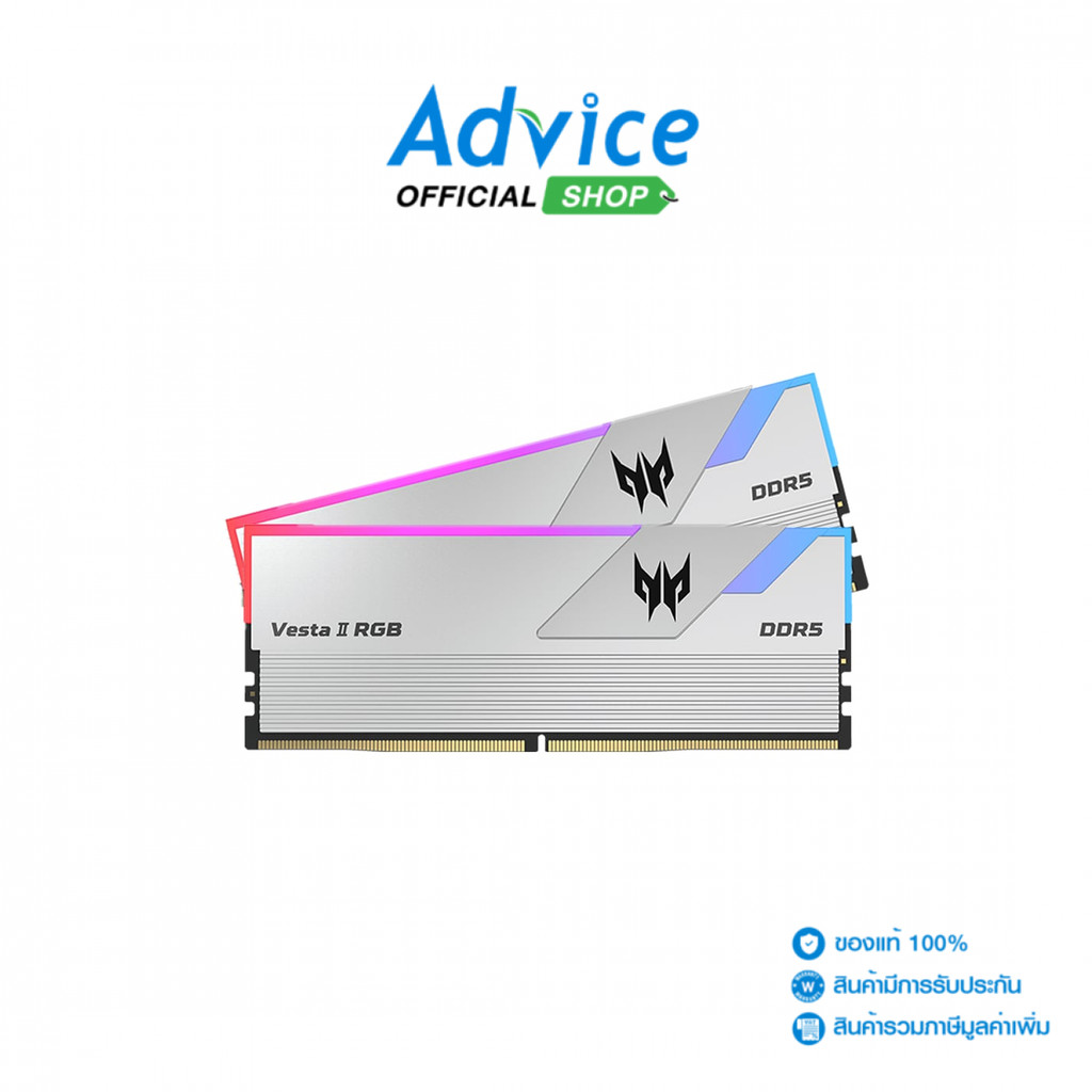 PREDATOR RAM (แรม) DDR5(6000) 32GB (16GBX2) RGB SILVER (ZC.A01ST.0FU ...