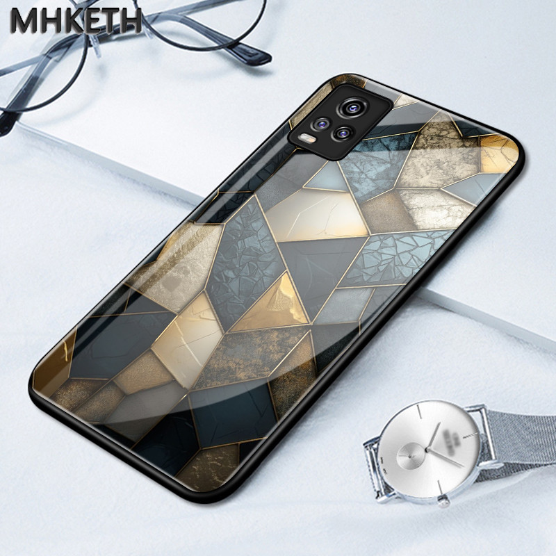 เคสสำหรับ VIVO V20 V20 SE V20 Pro เคสโทรศัพท์แก้วแบบประกบเรขาคณิตส่วน ...