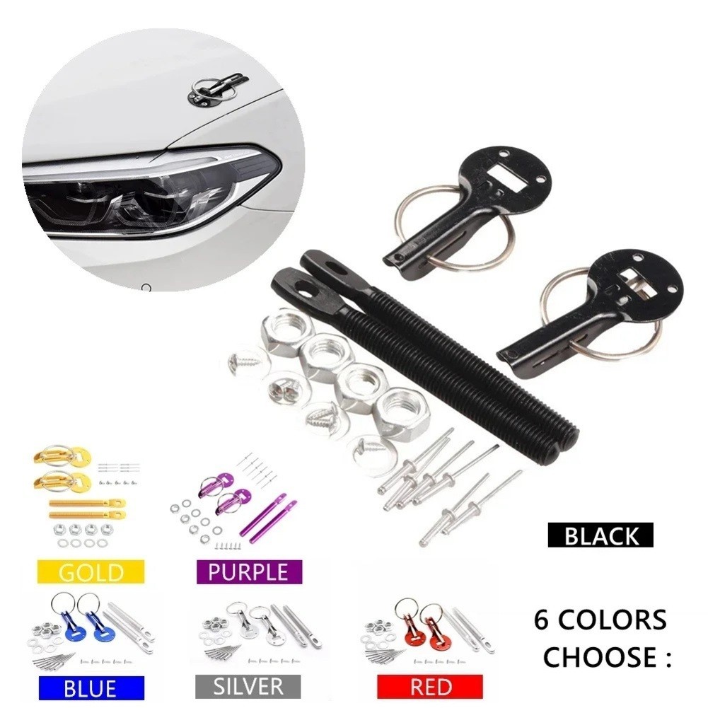 อลูมิเนียมอัลลอยด์ Pin Bonnet Lock Kit รถ Tunning Lock Kit Down Hood ...