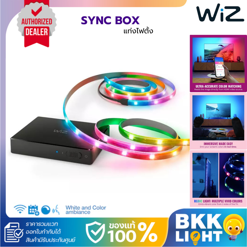 WiZ Sync Box เครื่องแปลงแสงไฟตามคอนเทนต์ พร้อมไฟเส้นทีวี 55นิ้ว-65นิ้ว ...