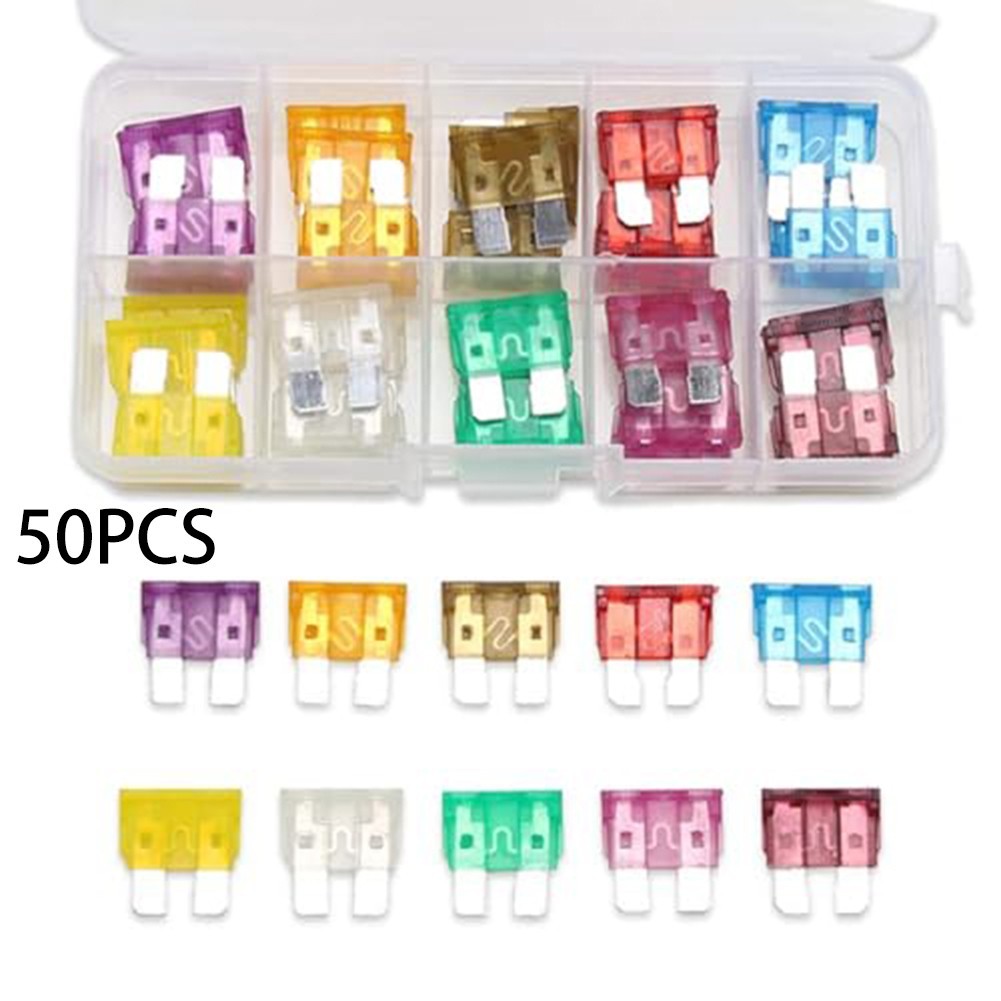 [ใหม่เอี่ยม] ลดล้างสต๊อก 50PCS Standard Car Fuses Assortment Kit 2A 3A ...