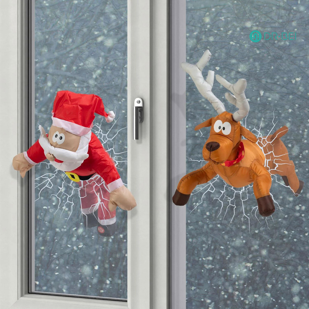 DR.BEI Santa Crash Landing Reindeer ชุดคริสต์มาส Crashing ตกแต่งแผ่นดูด ...