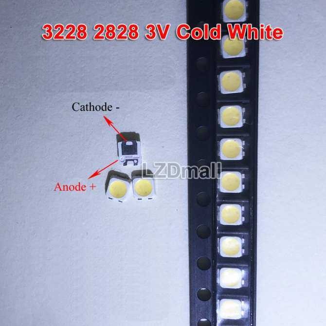 100pcs Backlight LED 3228 2828 3V 1W สีขาวเย็น SMD กลับโคมไฟลูกปัด ...
