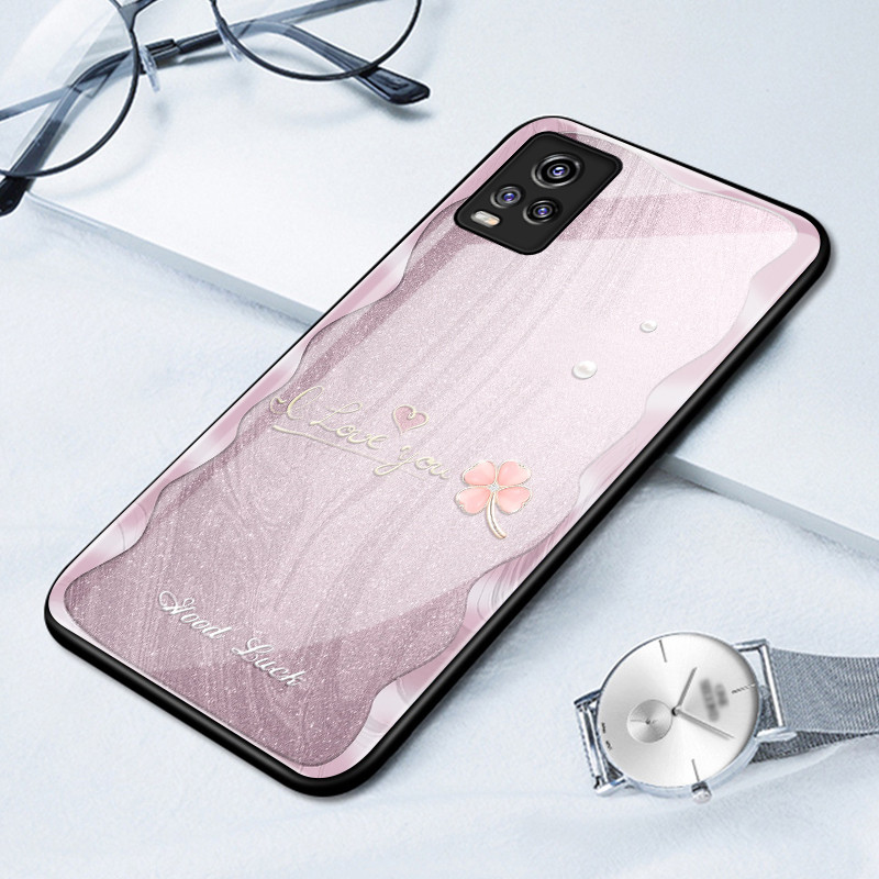 เคสสำหรับ VIVO V20 V20 SE V20 Pro เคสโทรศัพท์ใบโคลเวอร์สี่แฉกเปลือกแก้ว ...