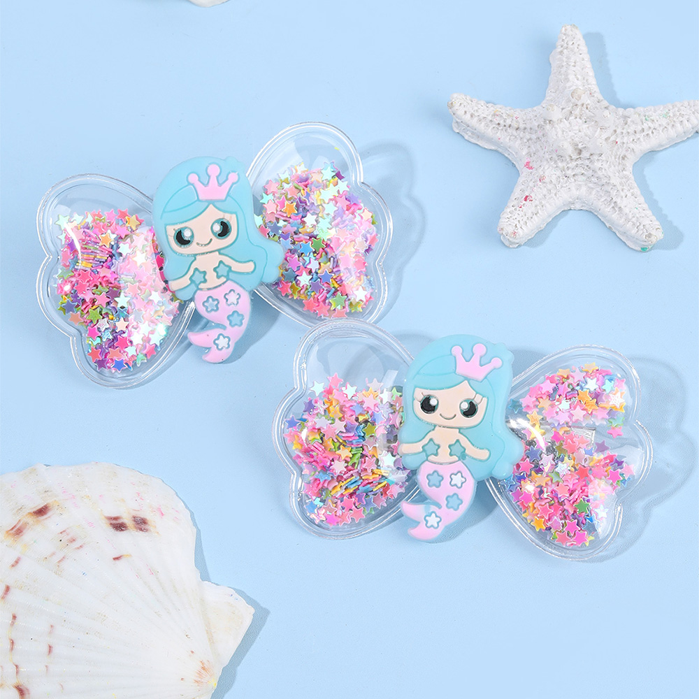 2 ชิ้นน่ารัก Quicksand กิ๊บติดผมสําหรับเด็กทารก Mermaid ตกแต่งเจ้าหญิง ...
