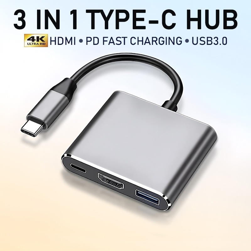 Type C ถึง USB Hub 3 ใน 1 อะแดปเตอร์ HDMI 4K สําหรับ Samsung USBC Dock ...