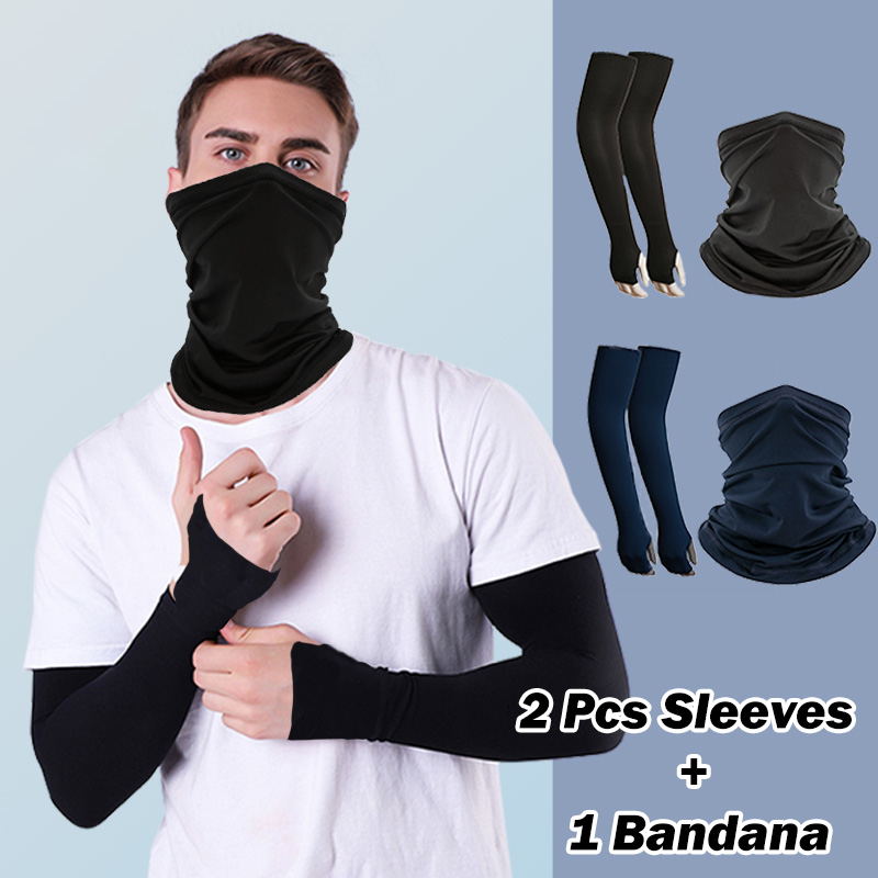 Sun Protection Motorcycle Kit 2 Pack Arm Sleeve and Buff Bandana SPF 50 ...