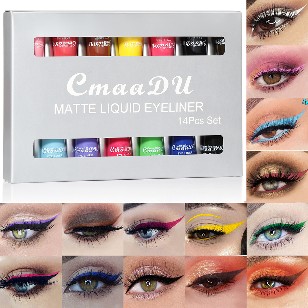 Cmaadu 14 Color Eyeliner Set, ทนทาน กันน ้ ําและกันเหงื ่ อ , ไม ่ จาง ...