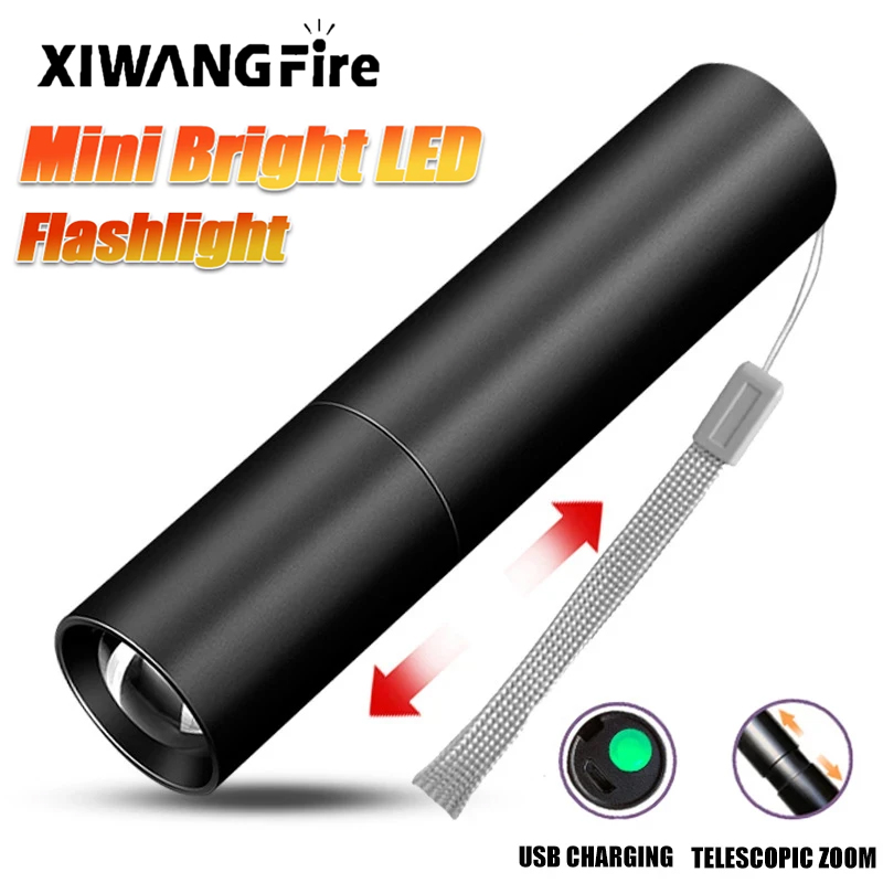Xiwangfire ไฟฉายฉุกเฉิน LED ขนาดเล็ก แบบพกพา ซูมได้ ชาร์จ USB กันน้ํา | Shopee Thailand