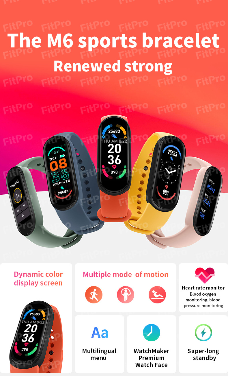 M6 Smartwatch Bluetooth Anti Air พร้อมตัวติดตาม Gps สำหรับฟิตเนสว่ายน้ำ ...