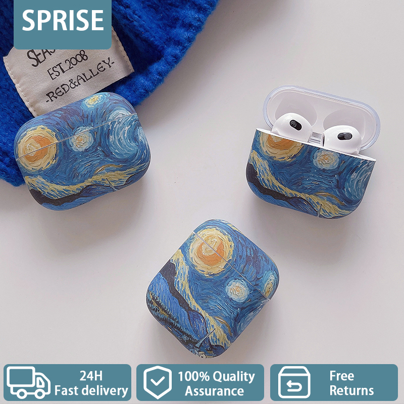 Sprite Van Gogh Starry Blue SHELL หูฟังฝาครอบป้องกัน Hard ปลอกซิลิโคน ...