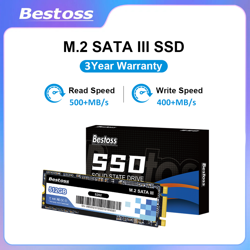 Bestoss M.2 SATA 3.0 SSD 120GB 128GB 256GB 512GB 6Gb ไดรฟ์ Solid State ภายในฮาร์ดดิสก์ SSD ...