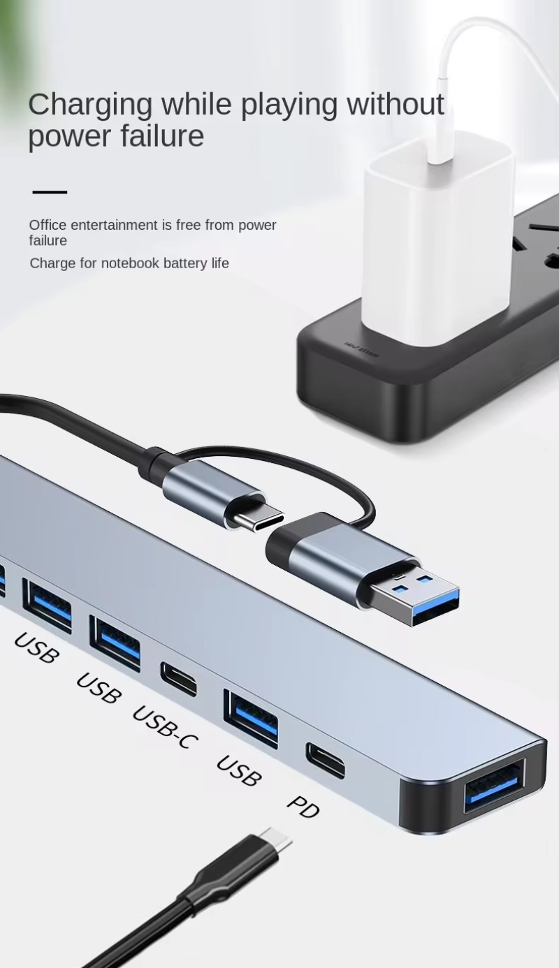 Seven In One USB C Hub พร้อมเครื่องอ่านการ์ดอะแดปเตอร์ HDMI OTG USB 3.0 ...