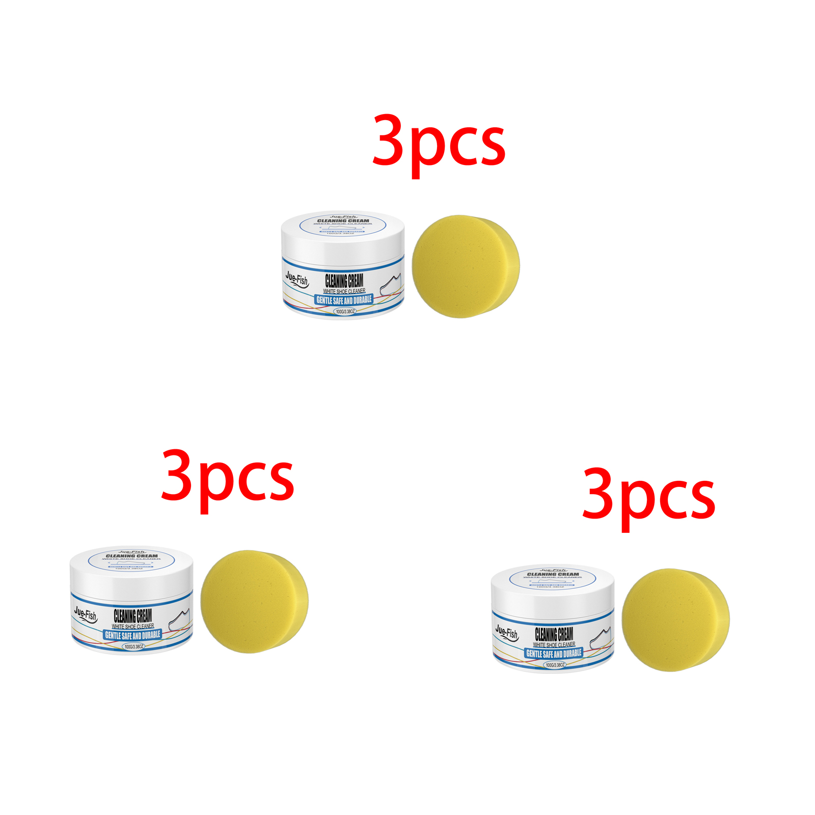 Jue-fish White Shoe Cleaning Cream Set | ชุดฟองน้ํา3ชิ้นสําหรับขจัดคราบ ...