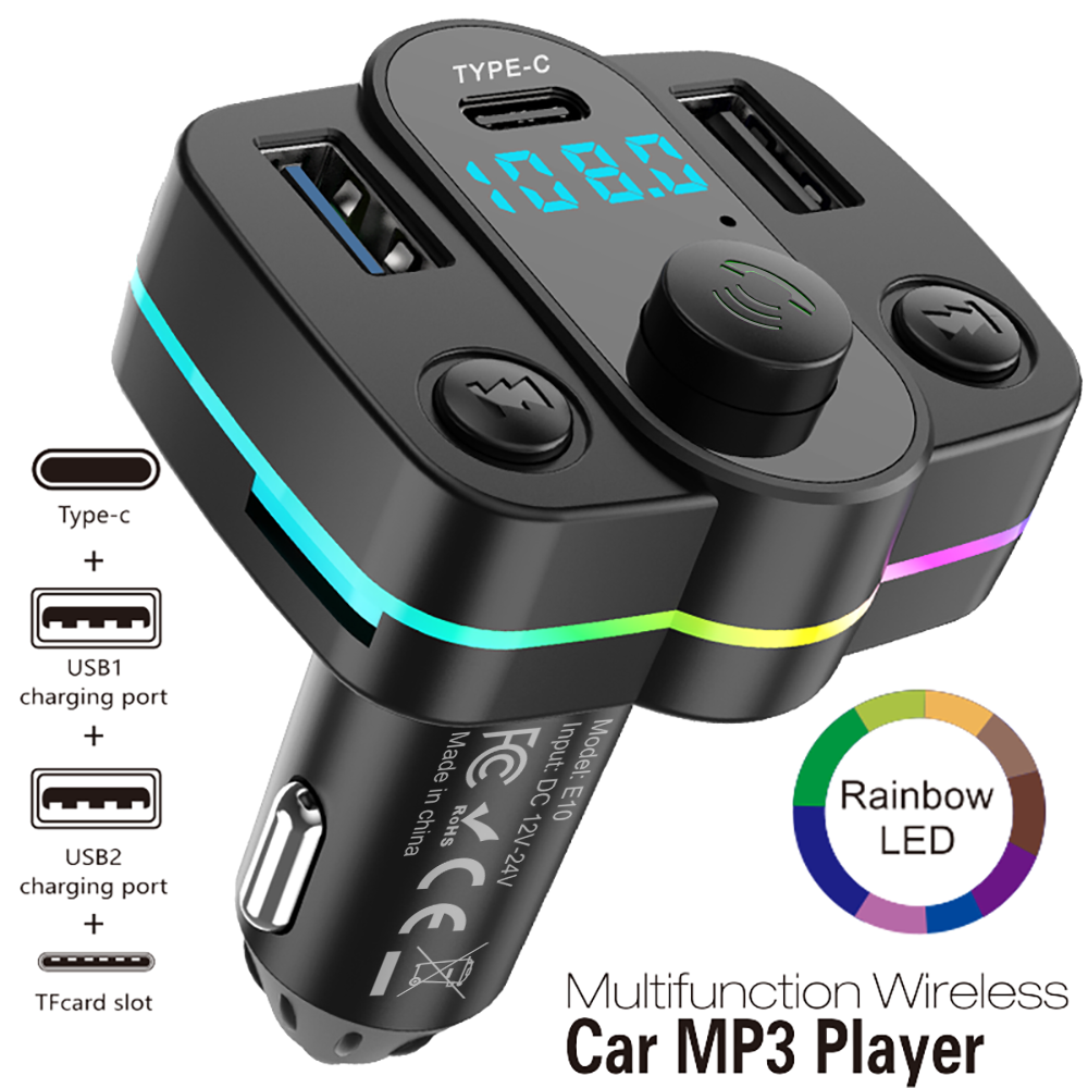 รถบลูทูธเครื่องส่งสัญญาณ FM PD Type-C Dual USB 3.1A Fast Charger สีสัน ...