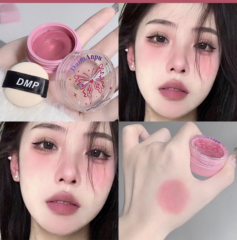 Butterfly Blush Mud Free Puff Girly Feeling Retouch Blush Cream น ่ า ...