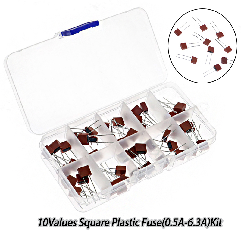 10 ค่าฟิวส์สแควร์พลาสติก 392 Series 50 ชิ้นไฟฟ้าสารพันฟิวส์ชุด 0.5A 1A 1.25A 1.6A 2A 2.5A 3.15A ...