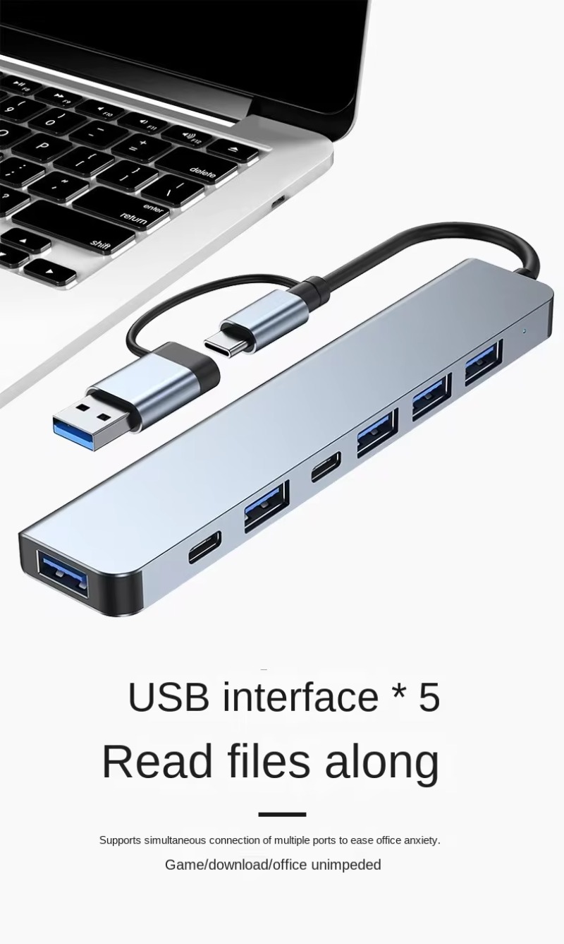 Seven In One USB C Hub พร้อมเครื่องอ่านการ์ดอะแดปเตอร์ HDMI OTG USB 3.0 ...