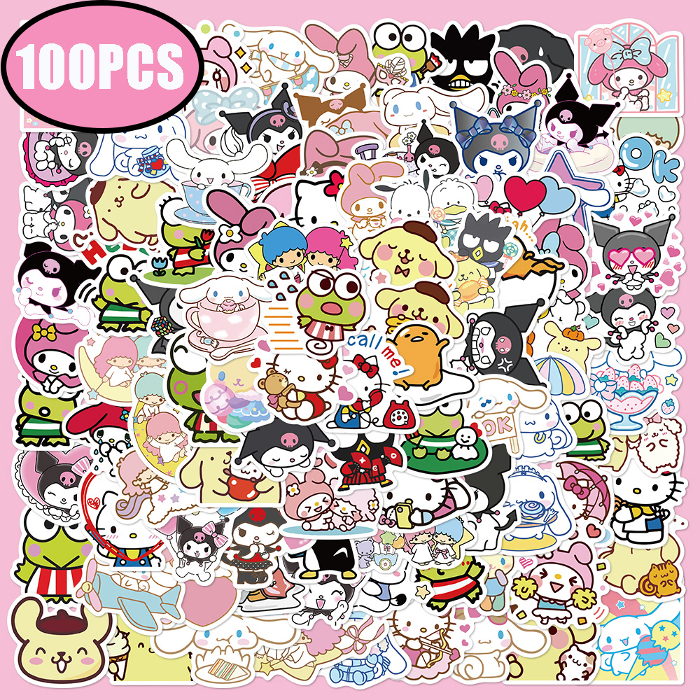 SANRIO 50/100 ชิ้น ซานริโอ การ์ตูนสติกเกอร์ตกแต่งของขวัญแล็ปท็อปกันชนขวดน้ําคอมพิวเตอร์โทรศัพท์ ...