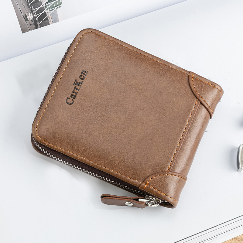 Carrken Men Retro Casual Zipper Coin Purse Youth Fashion Multi-card ...