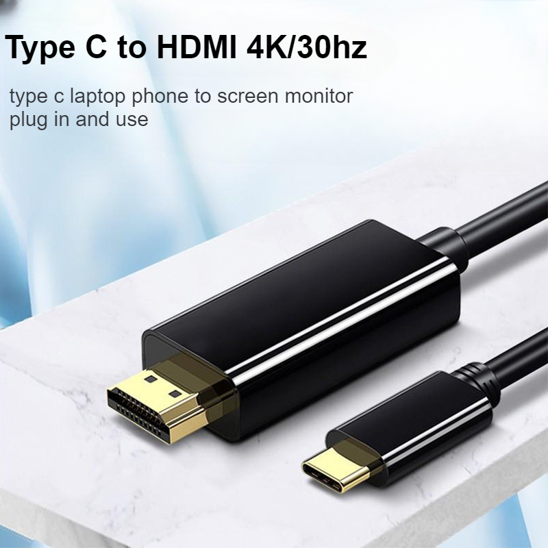 1.8m สาย USB C เป็น HDMI 4K 30hz Thunderbolt3 Converter สําหรับ MacBook ...