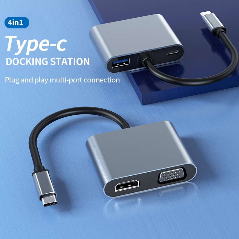 4-in-1 USB-C Hub Multiport Adapter Docking Station 100W PD, 4K HDMI ...