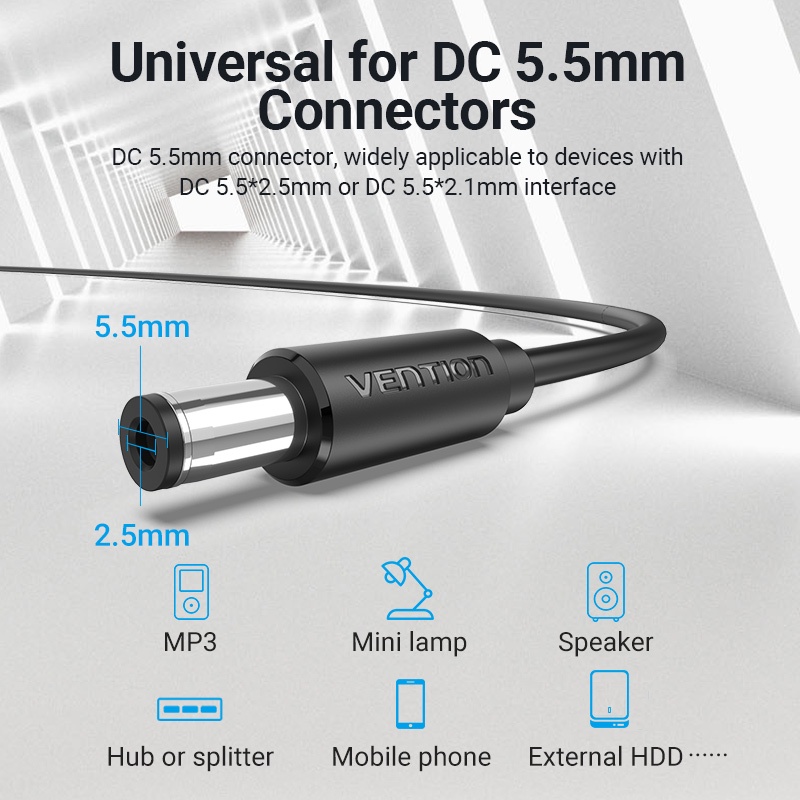 สายชาร์จ USB เป็น DC 5.5 มม. ใหม่ [Value Choice] Vention สำหรับฮับ/พัด ...