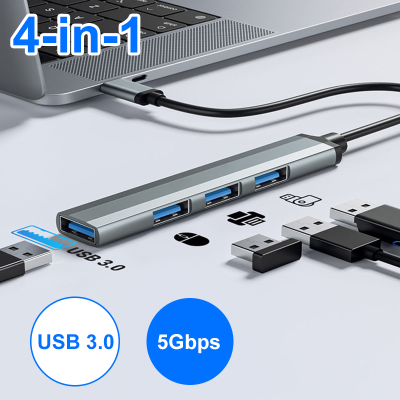 4-in-1 USB 3.0 HUB USB Hubs Docking Stations Type C 3.1 Multi USB Splitter OTG Adapter | Shopee ...