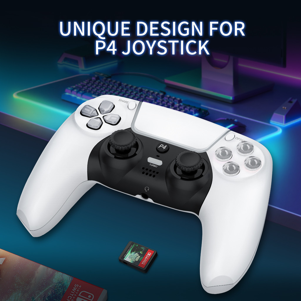 ตัวควบคุมเกม P4 เหมาะสําหรับคอมพิวเตอร์ PS4/PC บลูทูธไร้สายพร้อมไฟบาร์ ...
