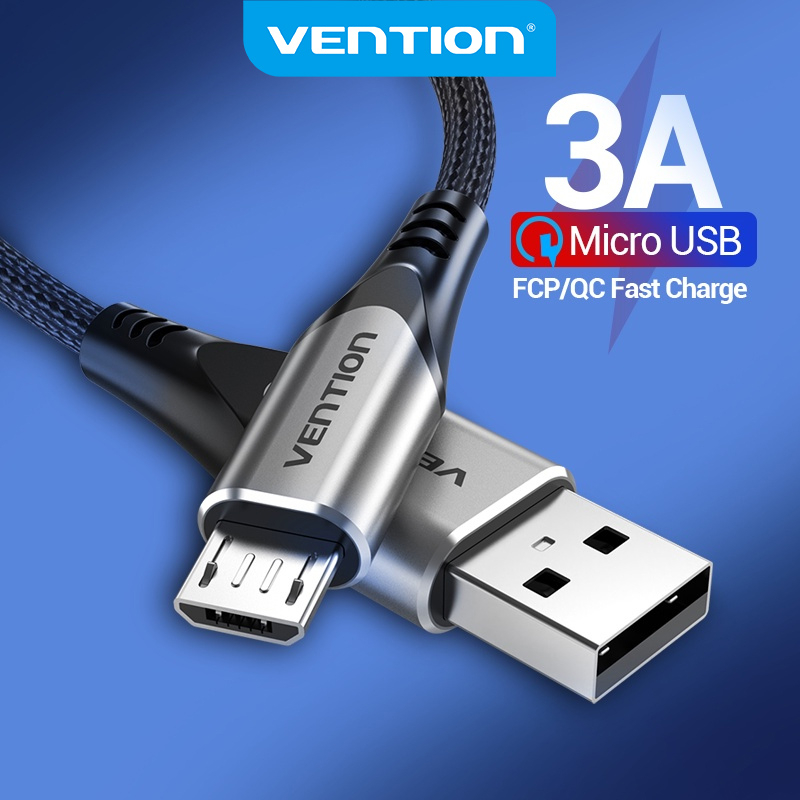 Vention สาย Micro USB 3A Fast Charging & Data Sync Cable สายถักไนลอนสําหรับสายโทรศัพท์มือถือ ...