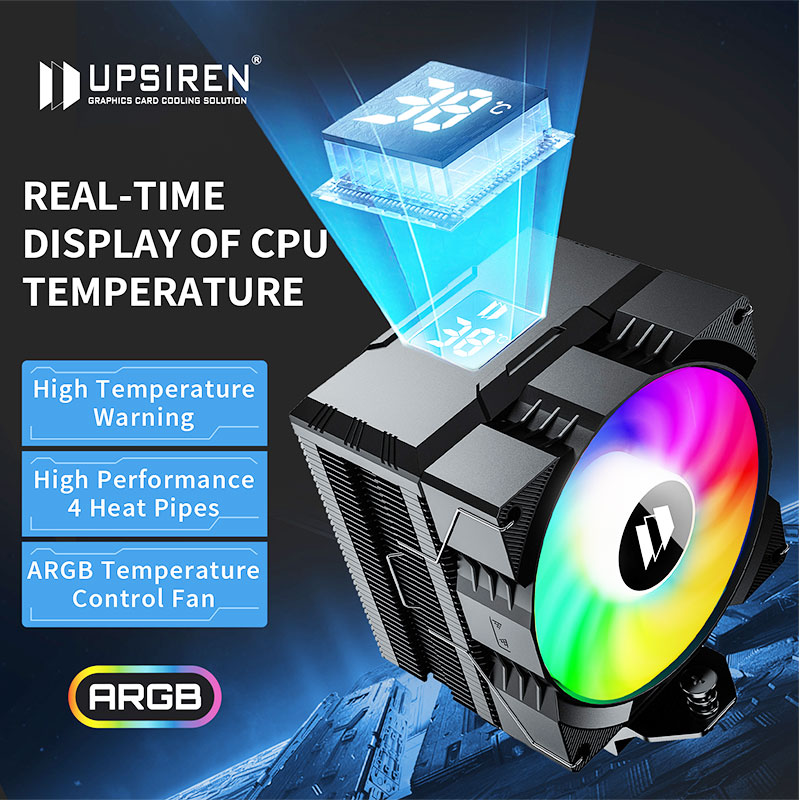 Upsiren Walrus Assassin 90 หม้อน้ําจอแสดงผลดิจิตอล,ARGB 4 ท่อความร้อนหอเดียวแชสซีพัดลมเดียว ...